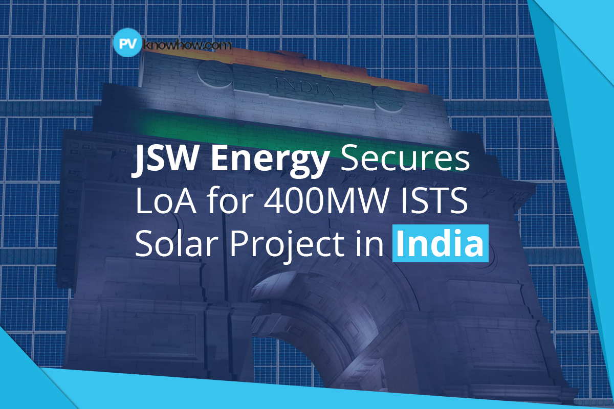 JSW Energy Secures LoA for 400MW ISTS Solar Project in India