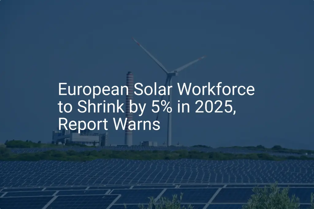 European solar workforce: Critical 5% Shrink Foreseen in 2025 ...